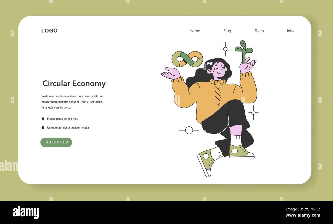 Circular Economy concept art. A person balancing ecological elements ...