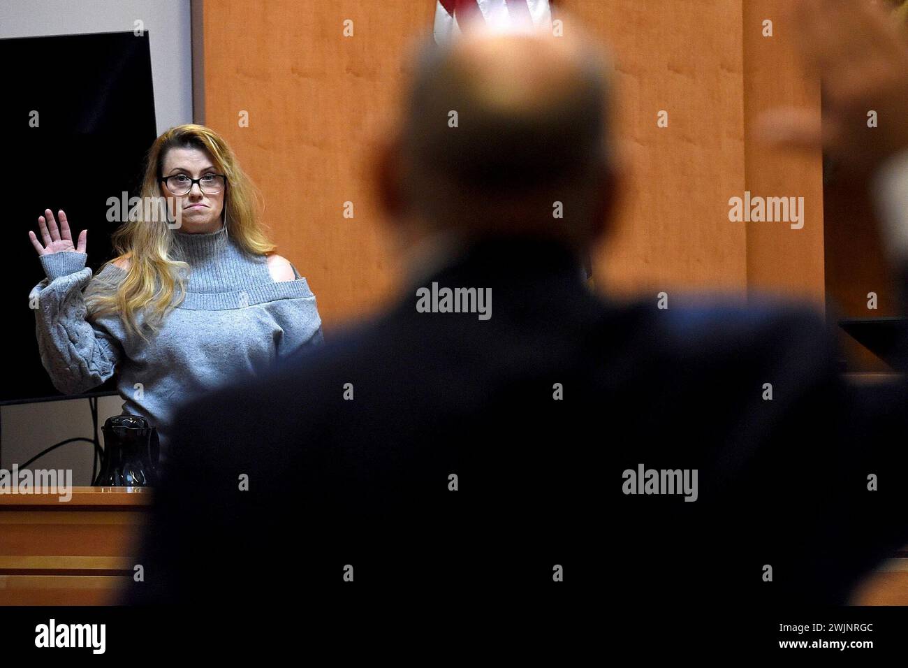 Jessica Guerin, a recovery specialist at Granite State Recovery, gets ...