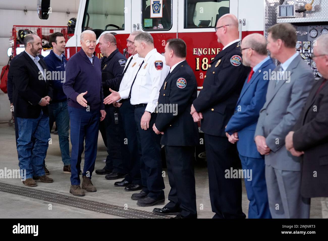 President Joe Biden greets people as he visits the Darlington Municipal ...