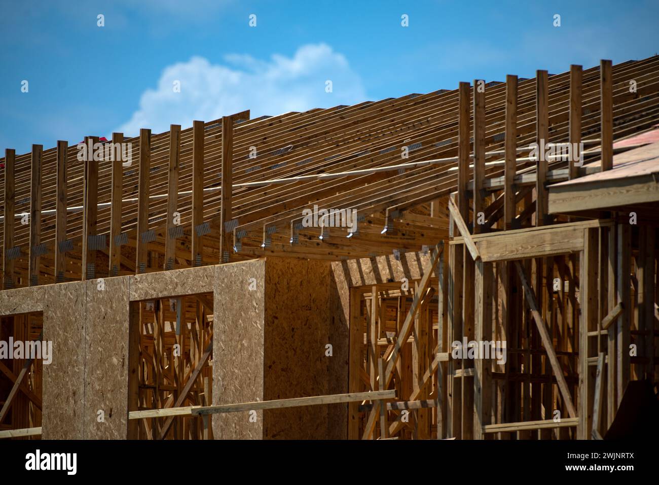 Timber Frame House with OSB Sheathing Stock Photo - Alamy