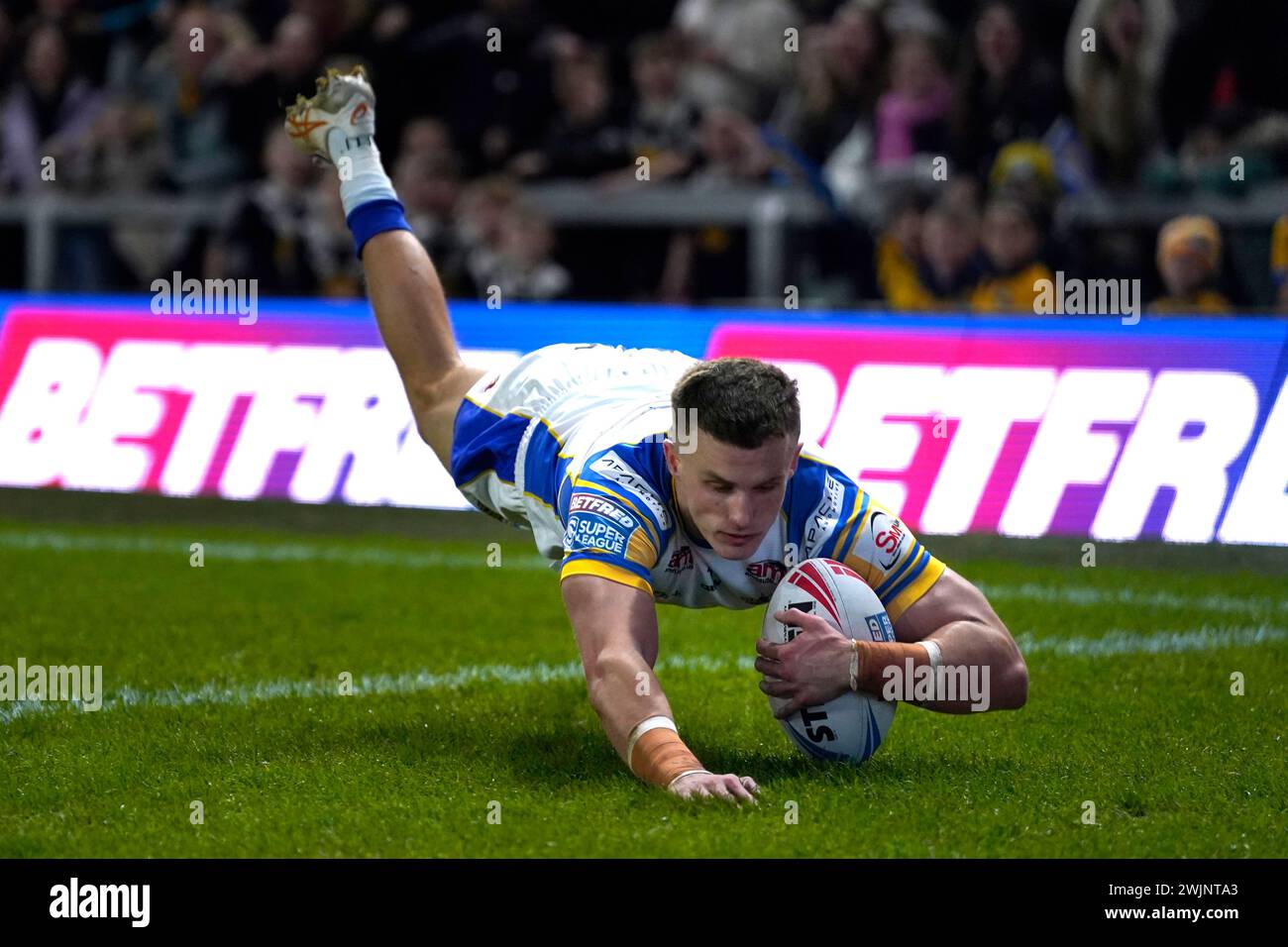 Leeds Rhinos' Ash Handley scores his side's first try of the game ...
