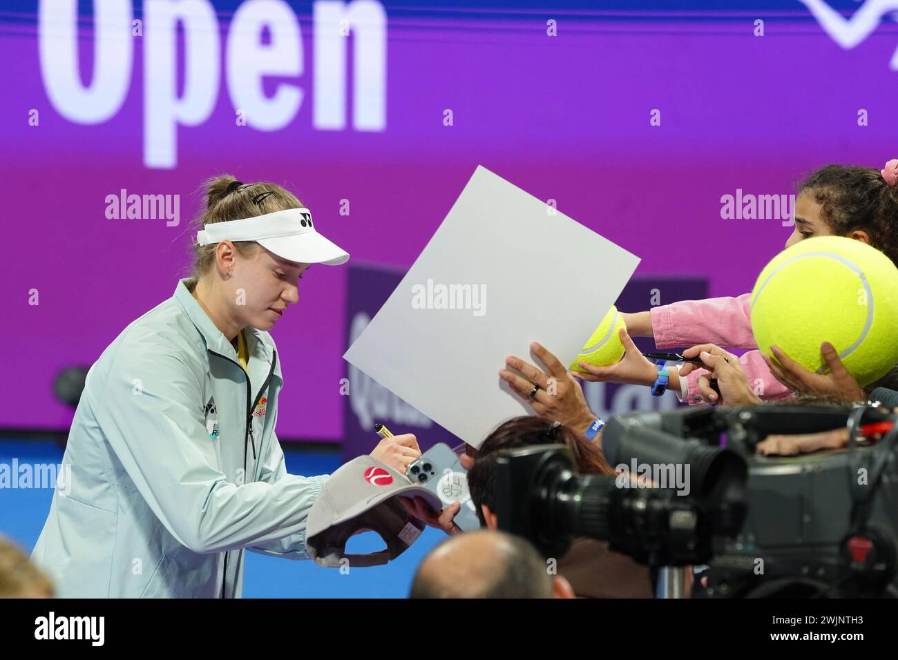 Doha, Qatar. 16th Feb, 2024. Russian-born Kazakhstan’s Elena Rybakina ...