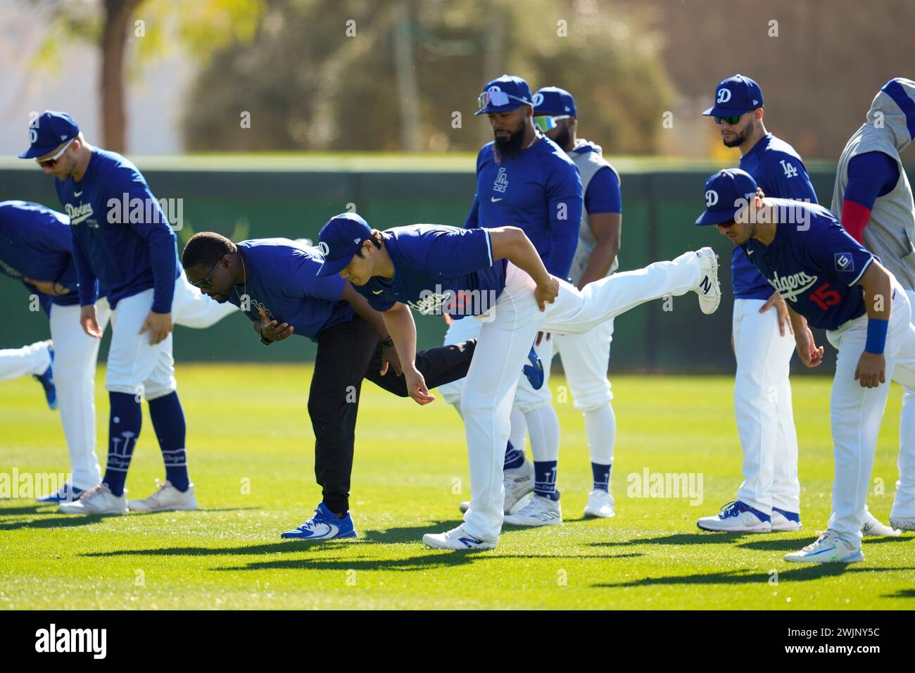 Los Angeles Dodgers designated hitter Shohei Ohtani participates in ...