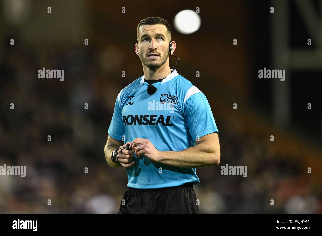 Referee Jack Smith during the Betfred Super League Round 1 match Leigh ...