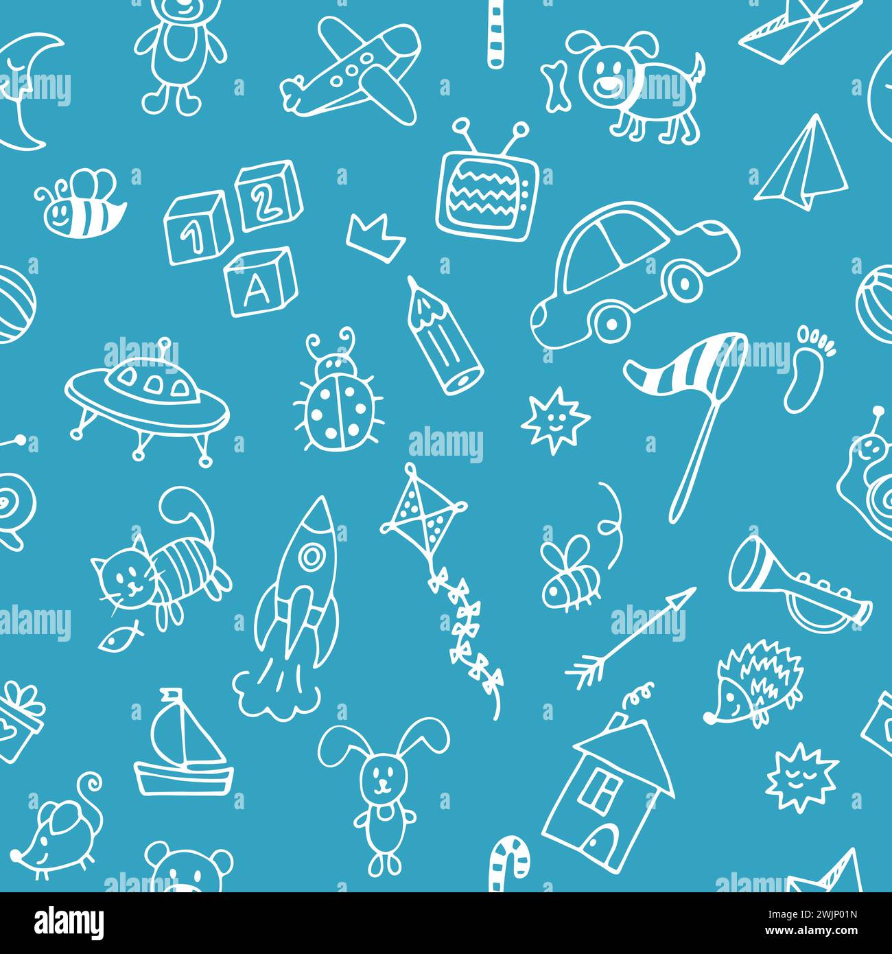 Background for cute little boys. Hand drawn children drawings seamless ...