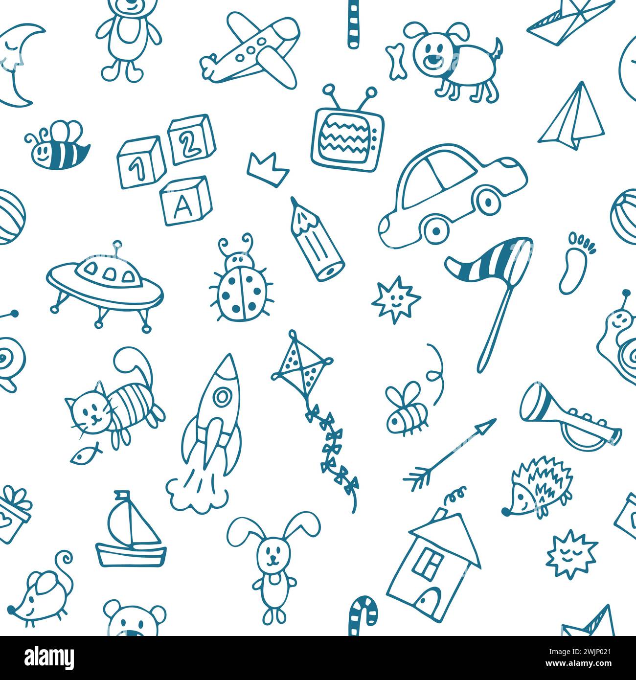 Background for little boys. Hand drawn children drawings color seamless ...