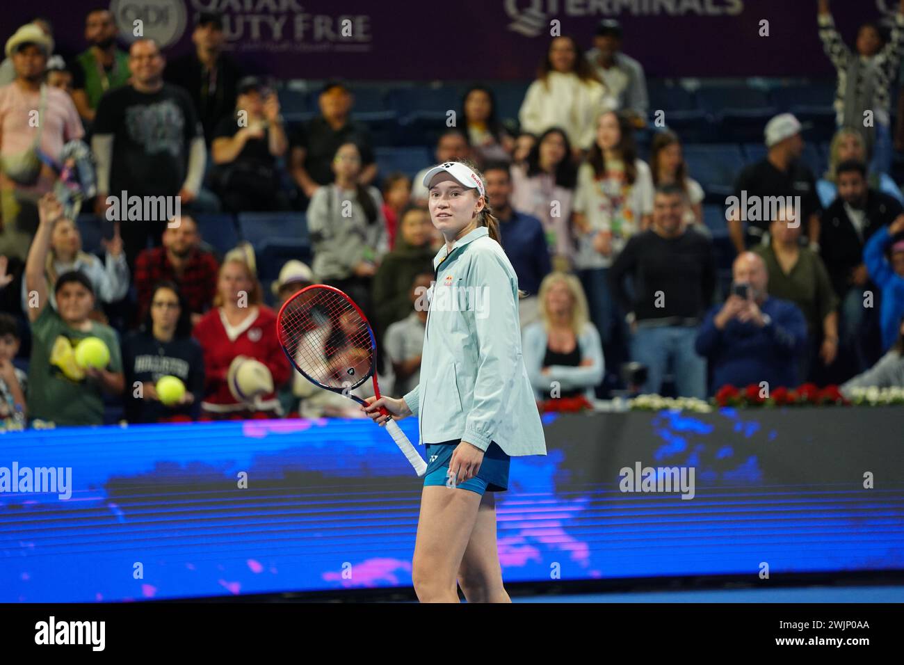Doha, Qatar. 16th Feb, 2024. Russian-born Kazakhstan’s Elena Rybakina ...