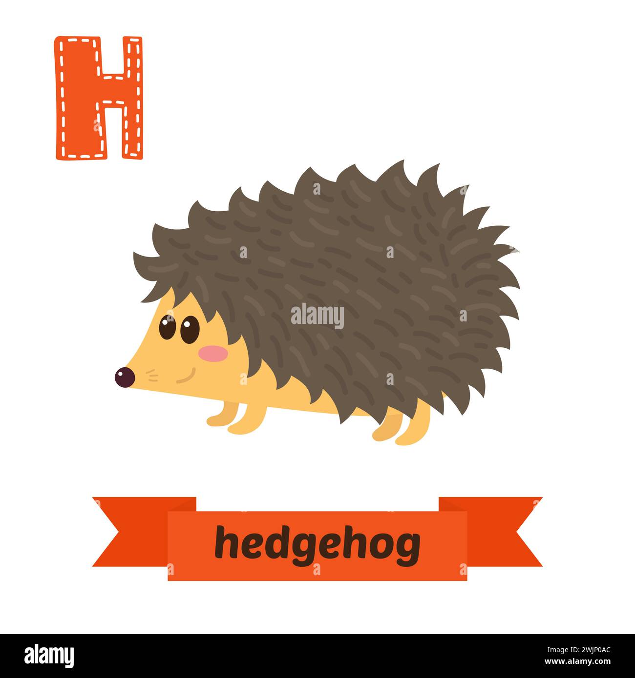 Hedgehog. H letter. Cute children animal alphabet in vector. Funny ...