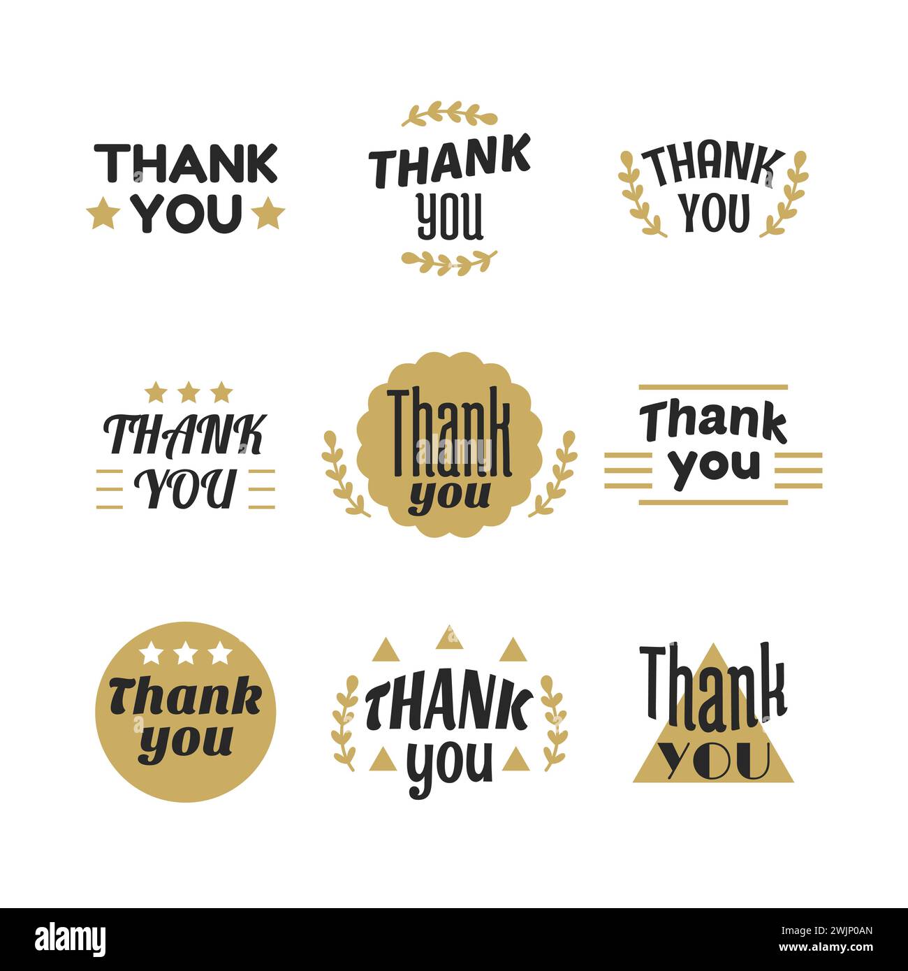 Set of vintage style Thank You labels, emblems, stickers, badges ...