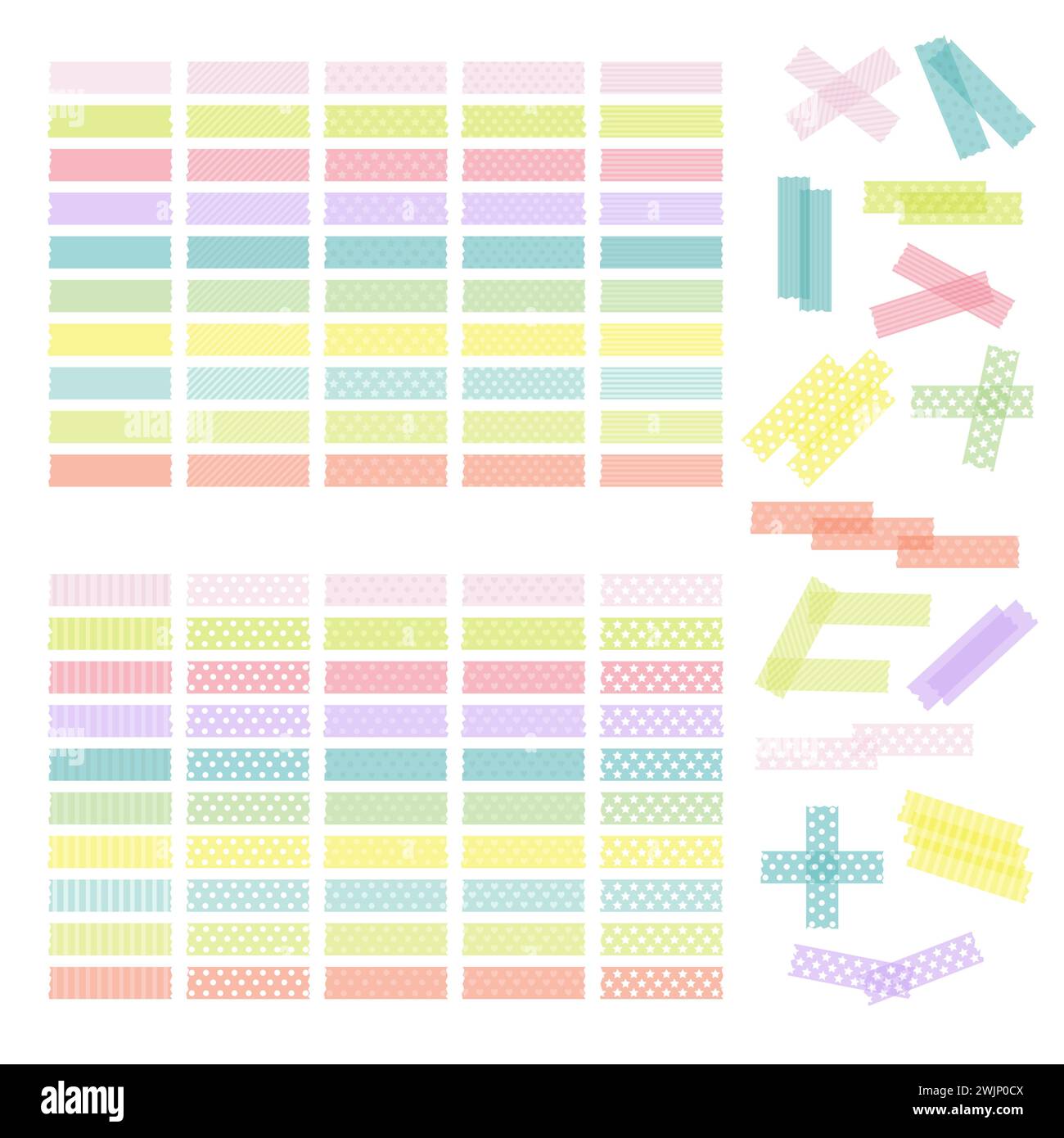 Collection of colorful adhesive tape or stickers. Set of washi tape ...