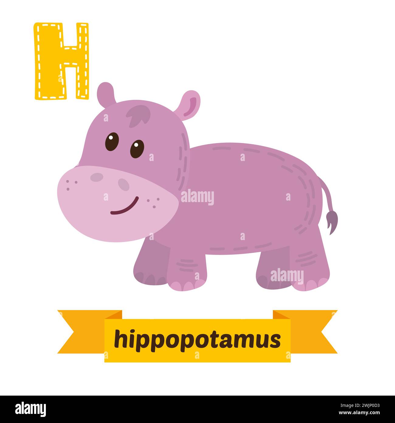 Hippopotamus. H letter. Cute children animal alphabet in vector. Funny ...