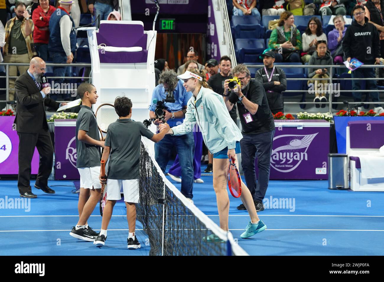 Doha, Qatar. 16th Feb, 2024. Russian-born Kazakhstan’s Elena Rybakina ...