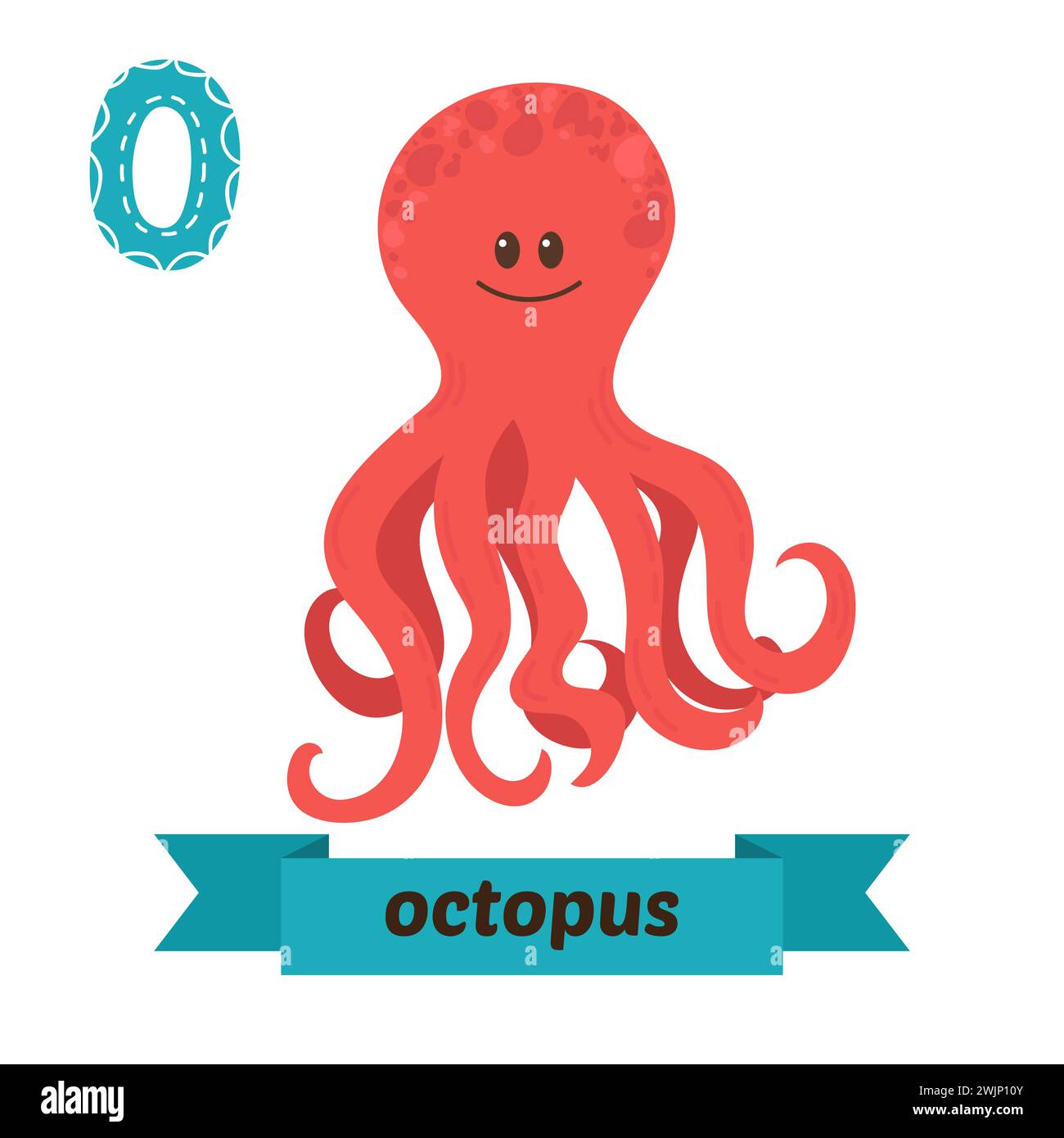 Octopus. O letter. Cute children animal alphabet in vector. Funny ...
