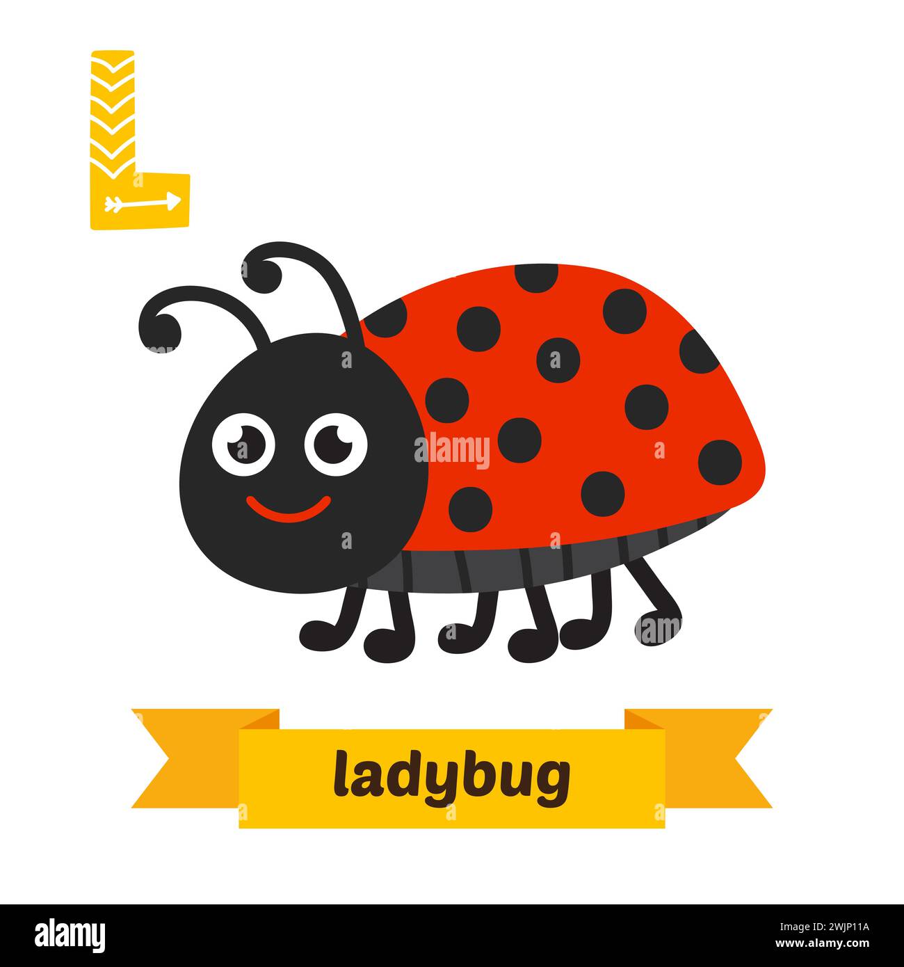 Ladybug. L letter. Cute children animal alphabet in vector. Funny ...