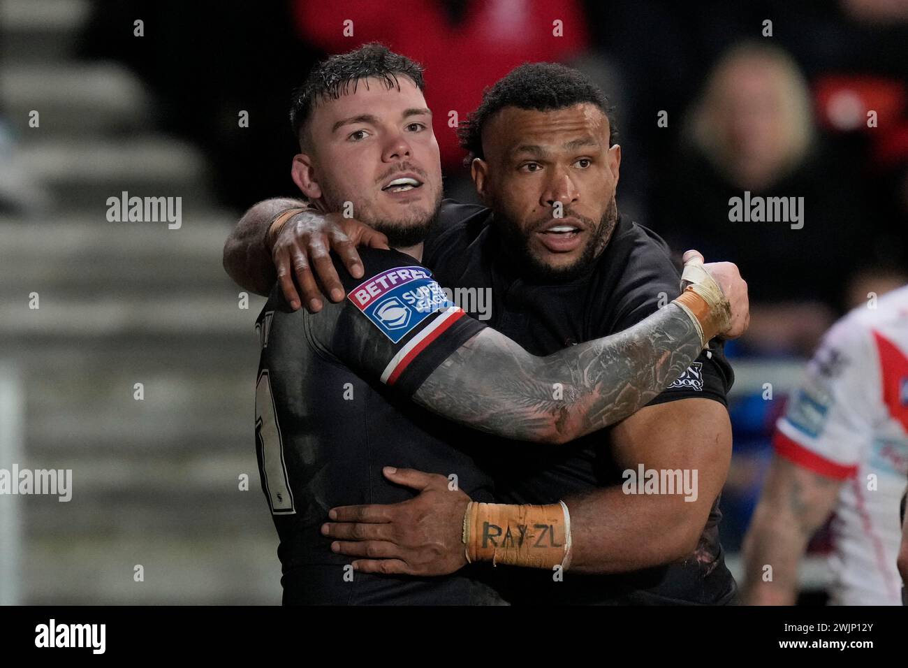 St Helens, UK. 16th Feb, 2024. Robbie Storey of London Broncos ...