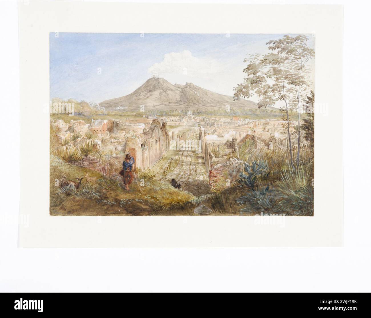 Watercolour “The Street of Tombs in Pompeii”. This painting depicts the ...