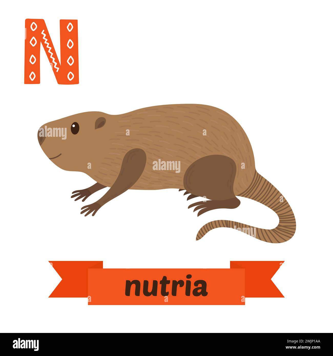 Nutria. N letter. Cute children animal alphabet in vector. Funny ...