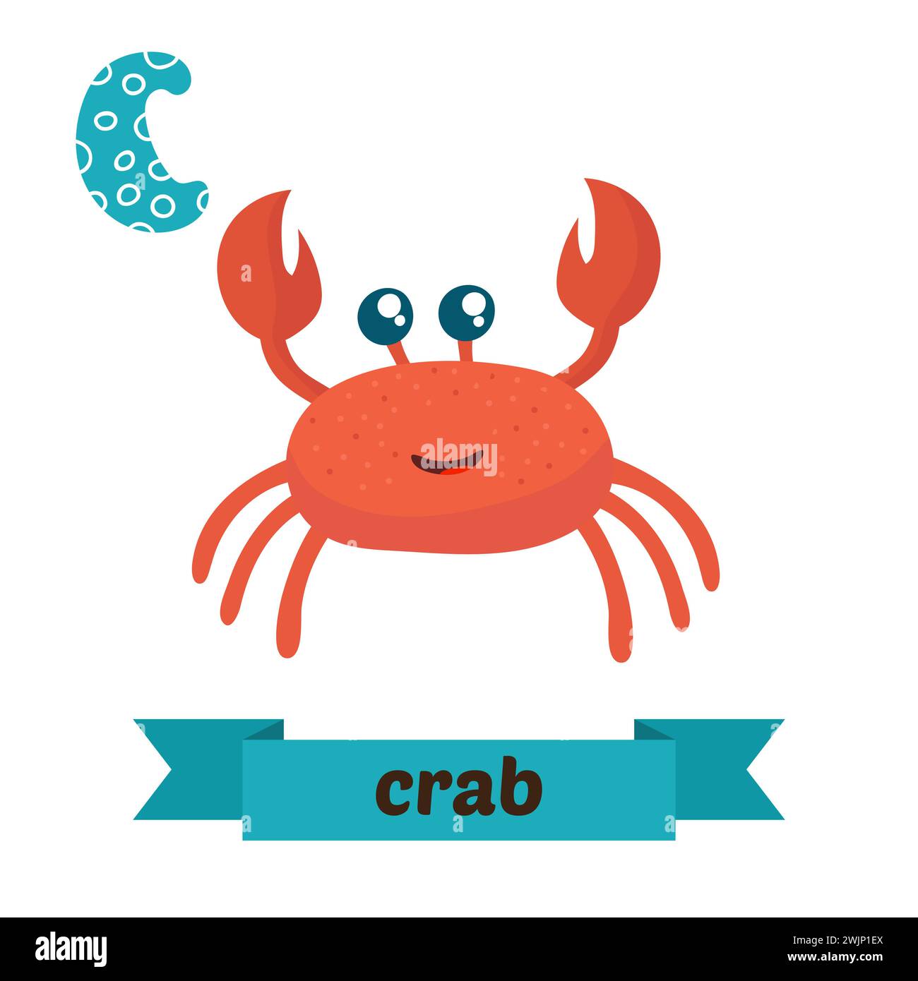 Crab. C letter. Cute children animal alphabet in vector. Funny cartoon ...