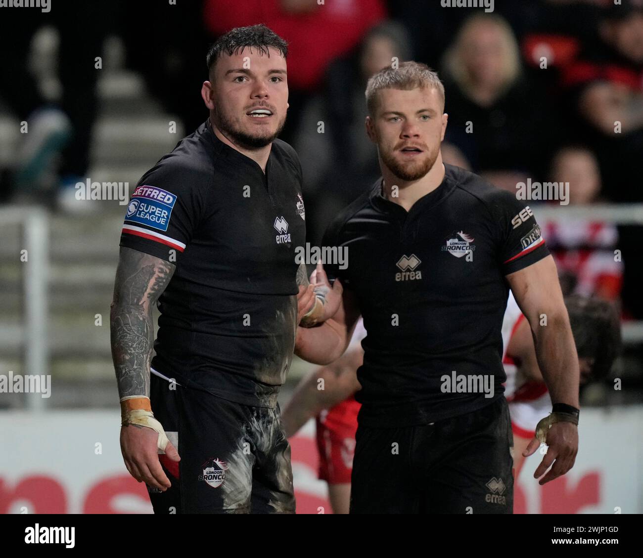 St Helens, UK. 16th Feb, 2024. Robbie Storey of London Broncos waits ...