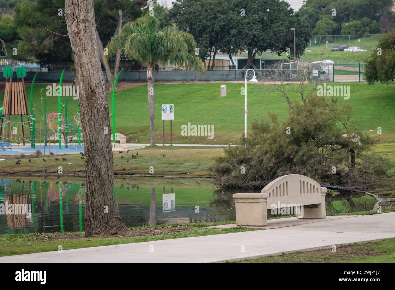 The persistent rain has flooded Polliwog Park in Manhattan Beach, CA ...