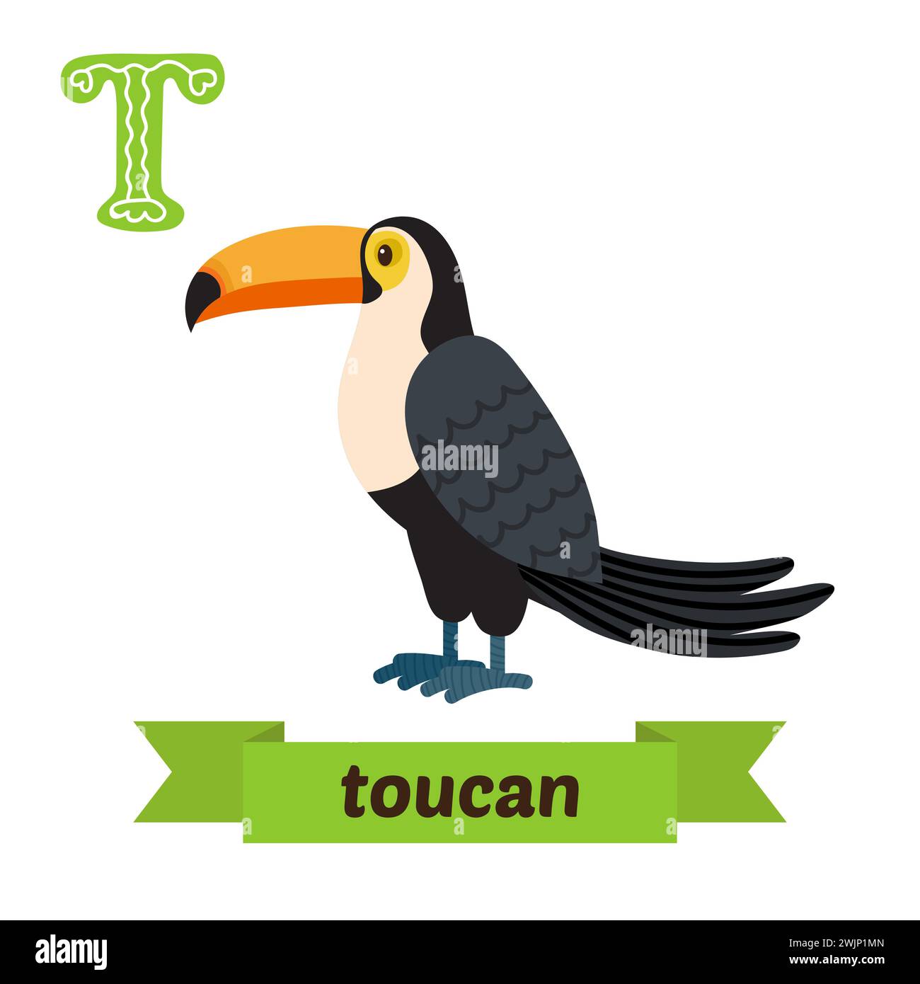 Toucan. T letter. Cute children animal alphabet in vector. Funny ...