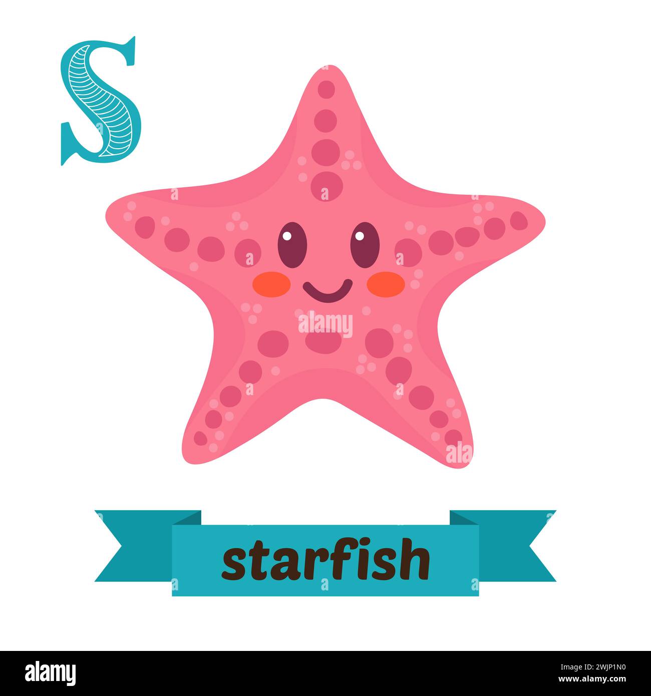 Starfish. S letter. Cute children animal alphabet in vector. Funny ...