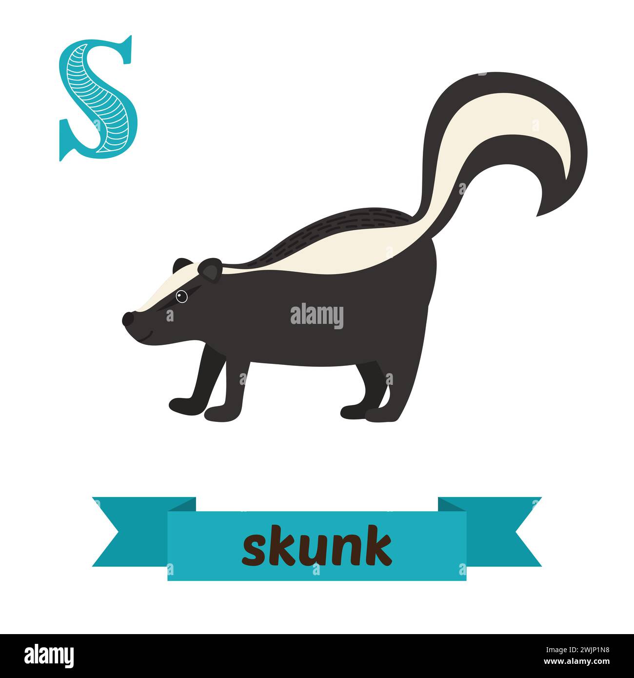 Skunk. S letter. Cute children animal alphabet in vector. Funny cartoon ...