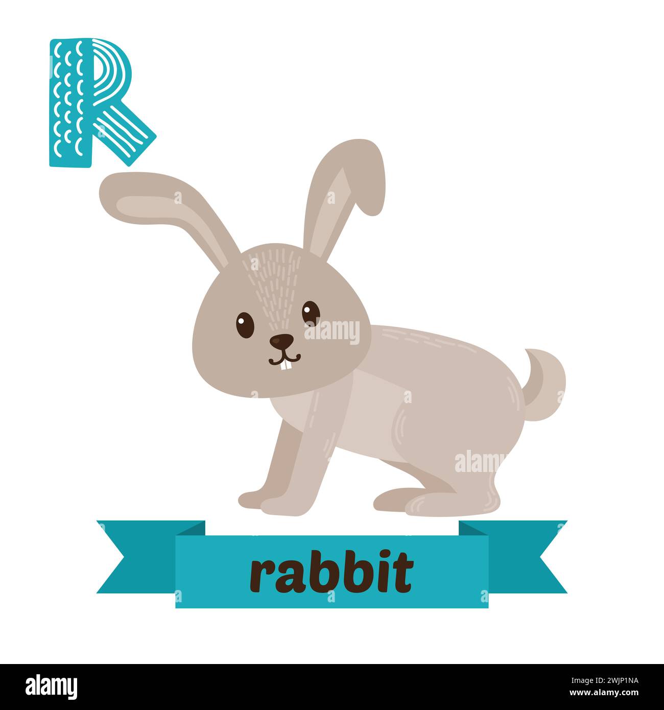 Rabbit. R letter. Cute children animal alphabet in vector. Funny ...