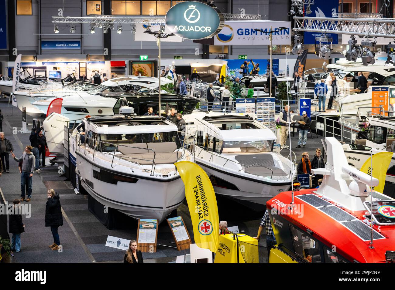 Gothenburg, Sweden - February 11 2024: Boats on display at Gothenburg ...