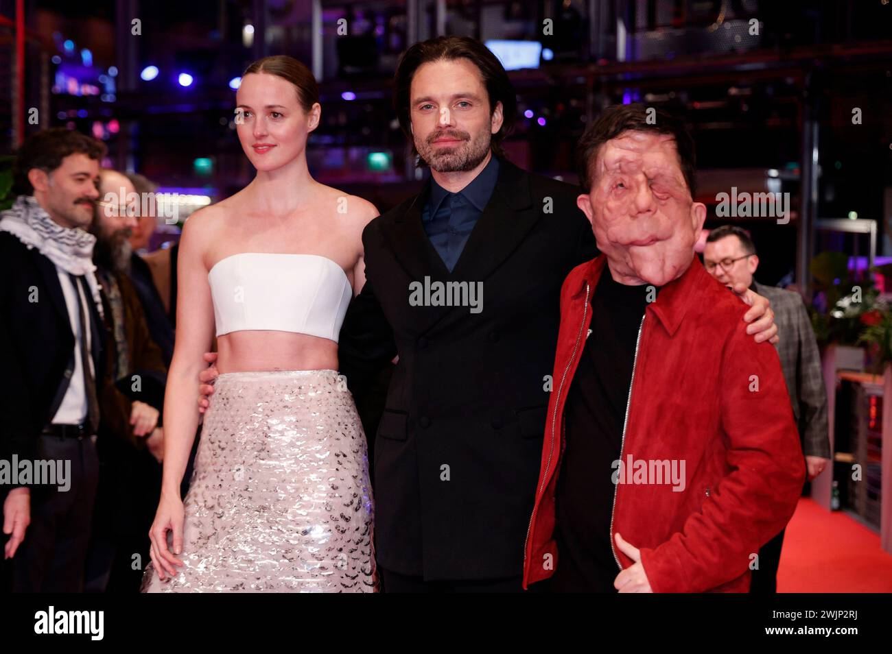 Renate Reinsve, Sebastian Stan und Adam Pearson bei der Premiere des Kinofilms A Different Man ...