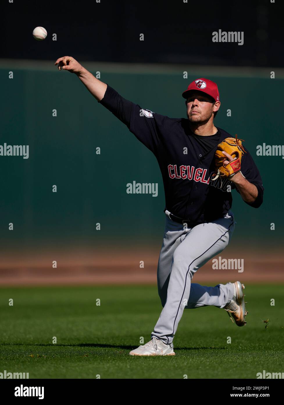 Cleveland Guardians pitcher Connor Gillispie throws during depth camp ...