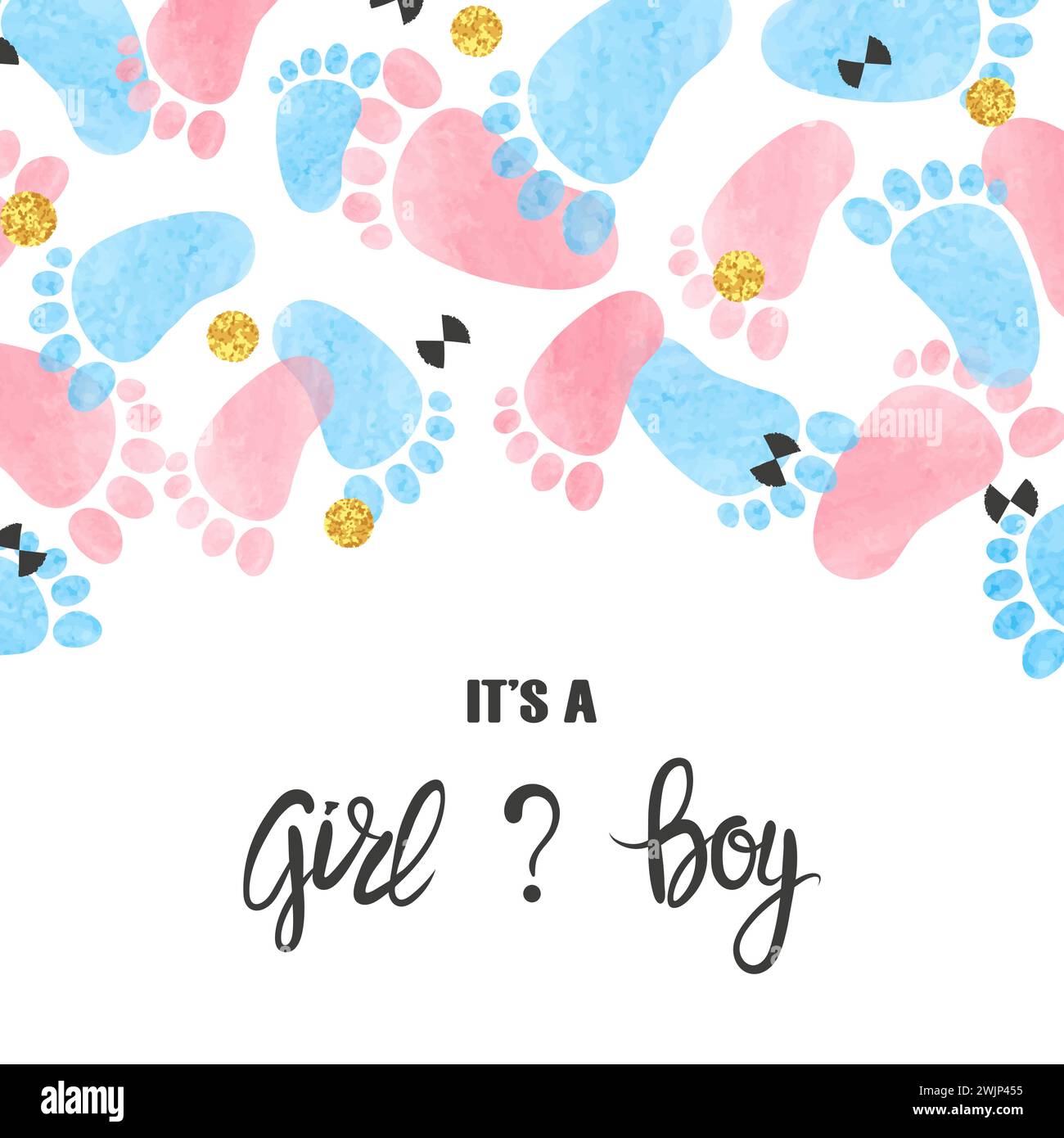 Baby shower boy or girl card design. Watercolor invitation template ...