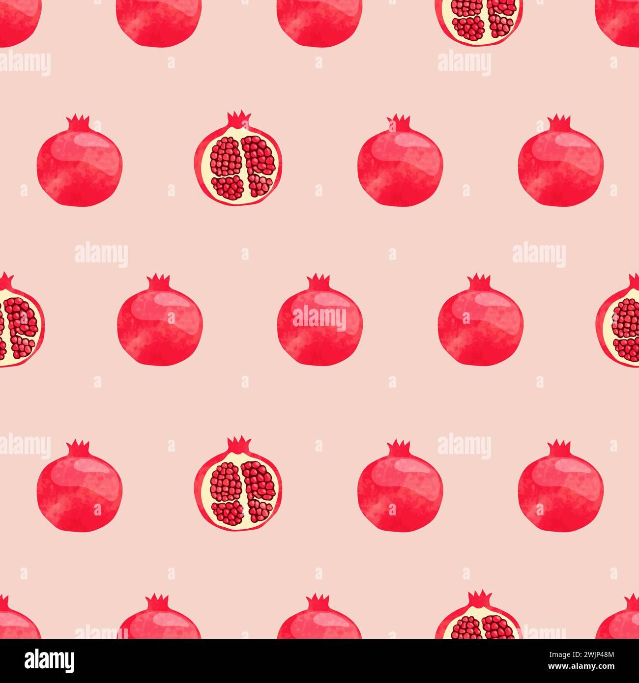 Seamless pomegranate pattern. Vector simple watercolor illustration ...