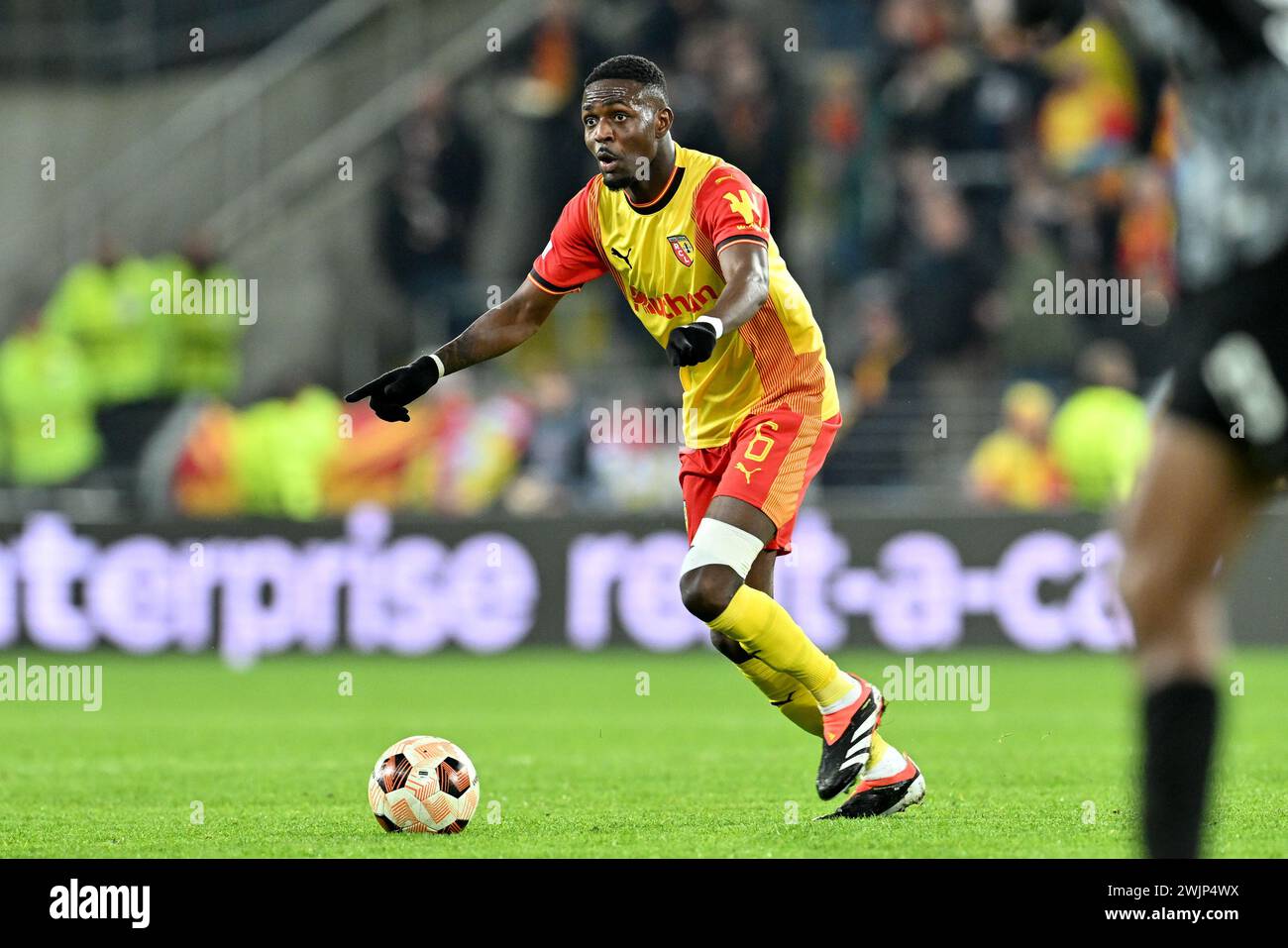 Lens, France. 15th Feb, 2024. Salis Abdul Samed (6) of RC Lens pictured ...