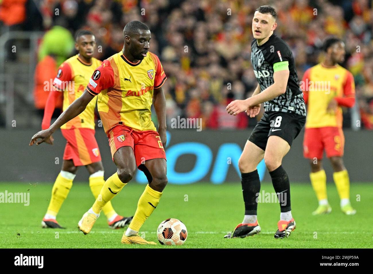 Lens, France. 15th Feb, 2024. Massadio Haidara (21) of RC Lens pictured ...
