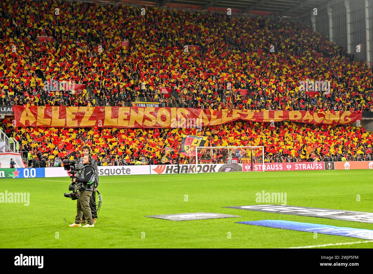 Lens, France. 15th Feb, 2024. fans and supporters of Lens in the ...