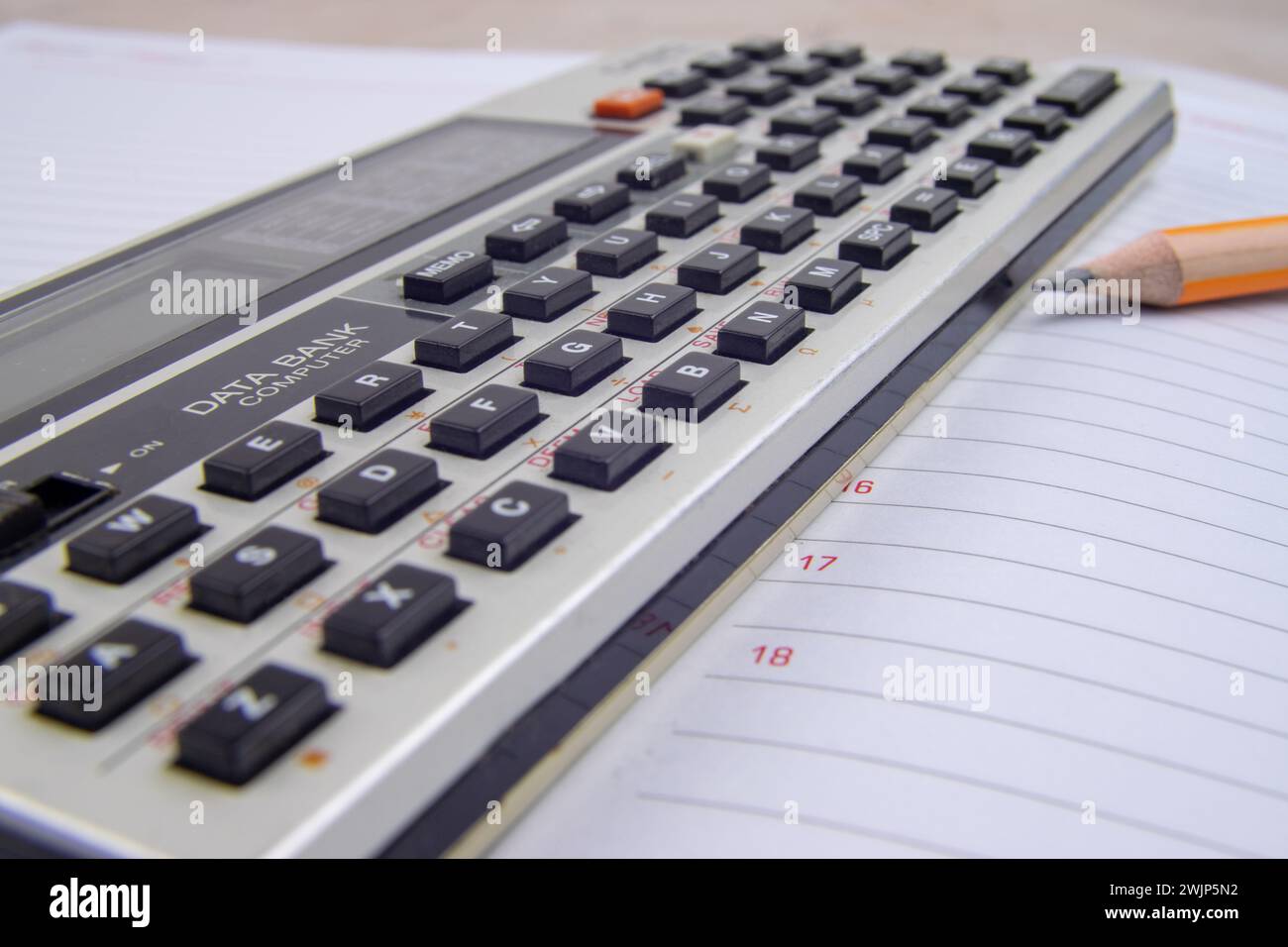 Data bank computer vintage device qwerty keyboard and a pencil Stock ...