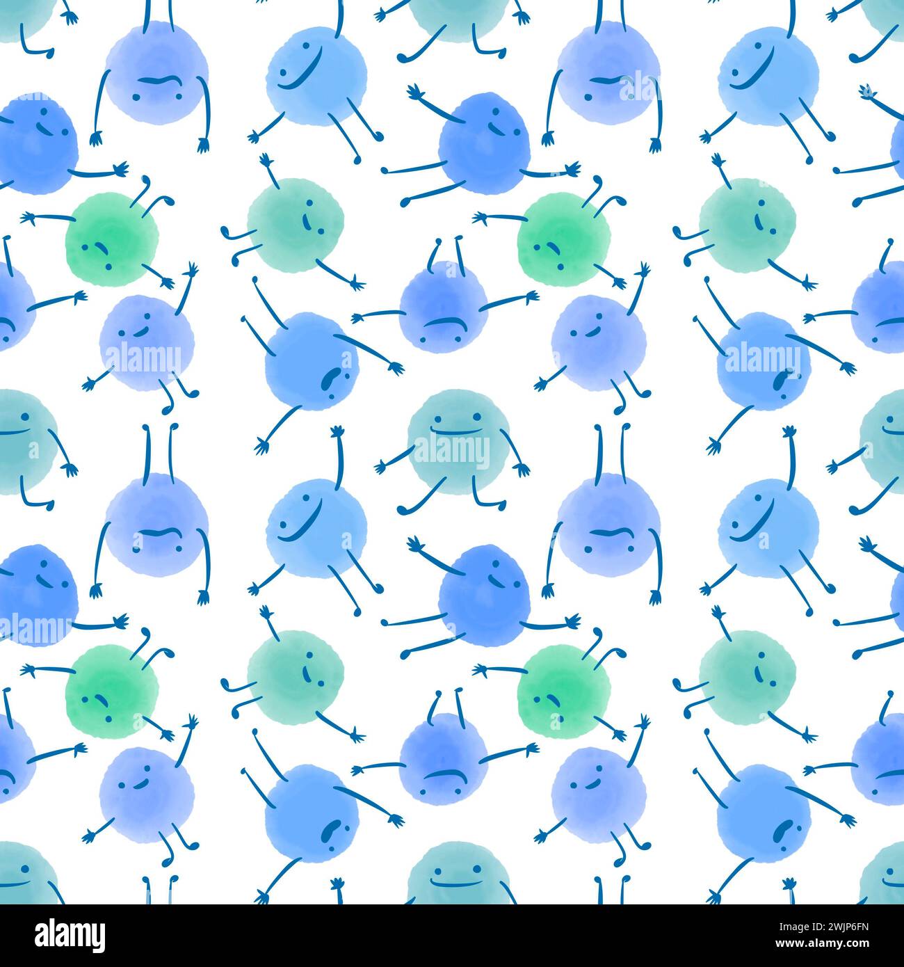 Cartoon monsters watercolor spots seamless pattern for wrapping paper ...