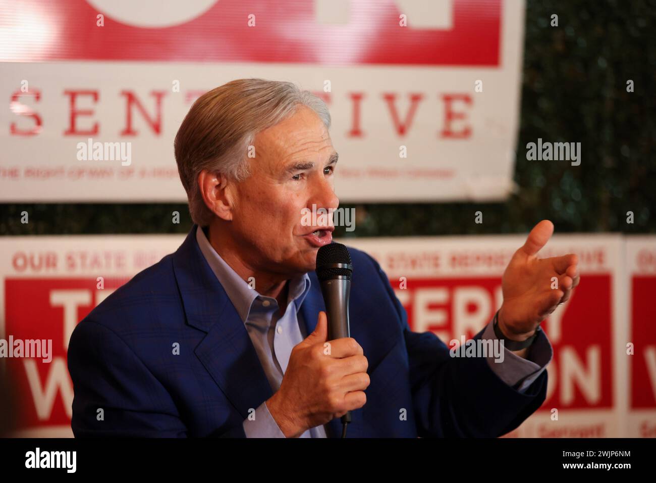 February 15, 2024: Texas Gov. Greg Abbott speaks to more than 200 ...