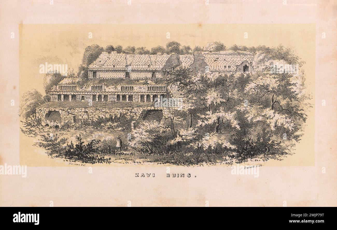 "Zayi Ruins". Maya site of Sayil, Yucatan, from book "Rambles in ...