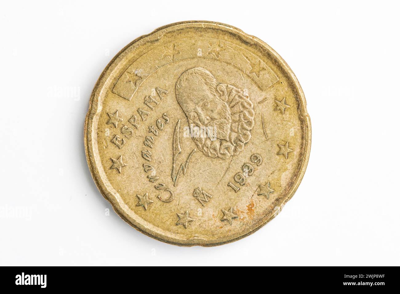 Close-up of the reverse of a used 20 cent coin, white background Stock ...