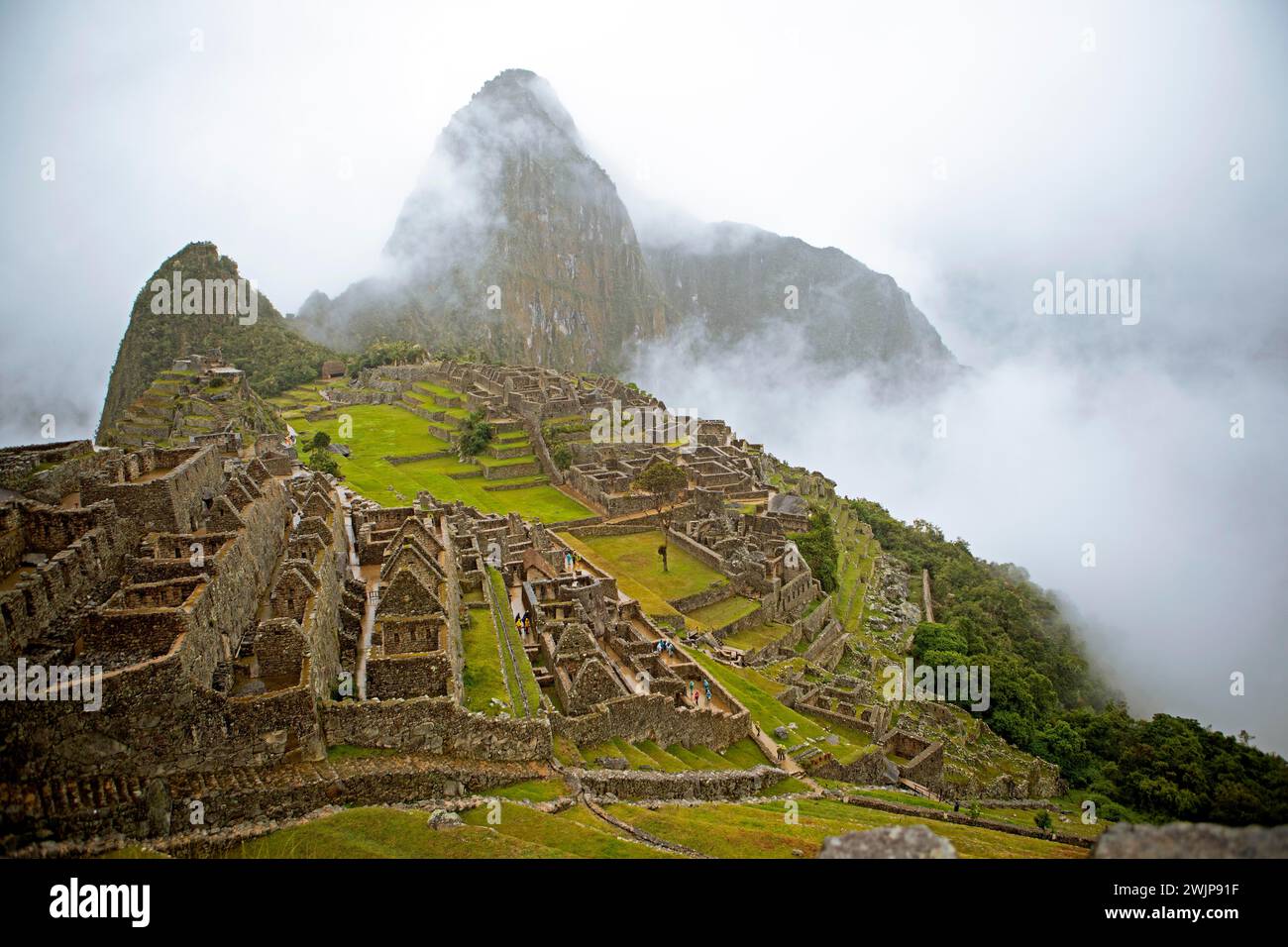 Inca ruins of Machu Picchu in the clouds, Cusco region, Peru Stock ...