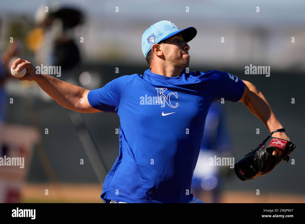 Kansas City Royals pitcher Luis Cessa throws in the bullpen during ...