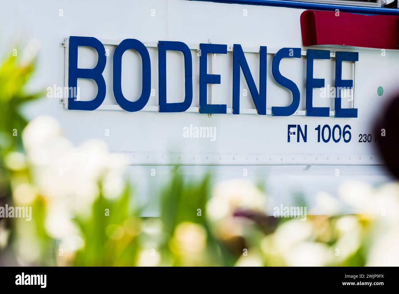 Lake Constance lettering on an excursion boat, Ueberlingen, Lake ...