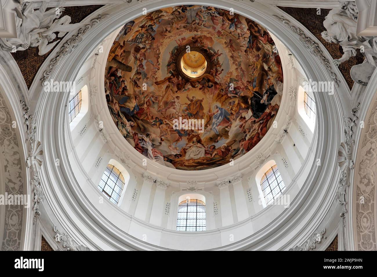 Baroque dome, stucco work and ceiling fresco by Cosmas Damian Asam, in ...