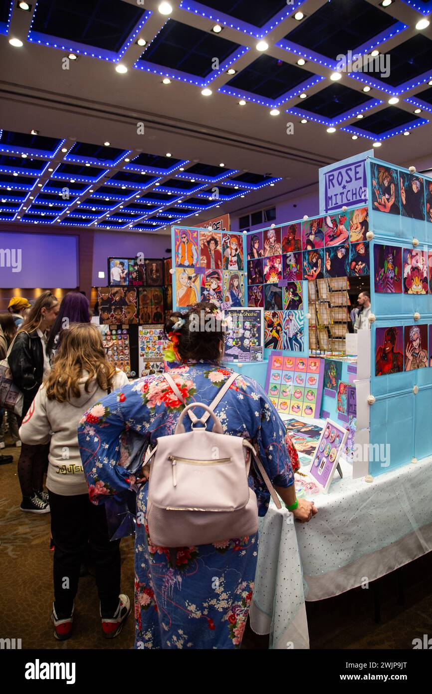 London, UK. 16th Feb, 2024. Stall selling merch, posters and fan art ...
