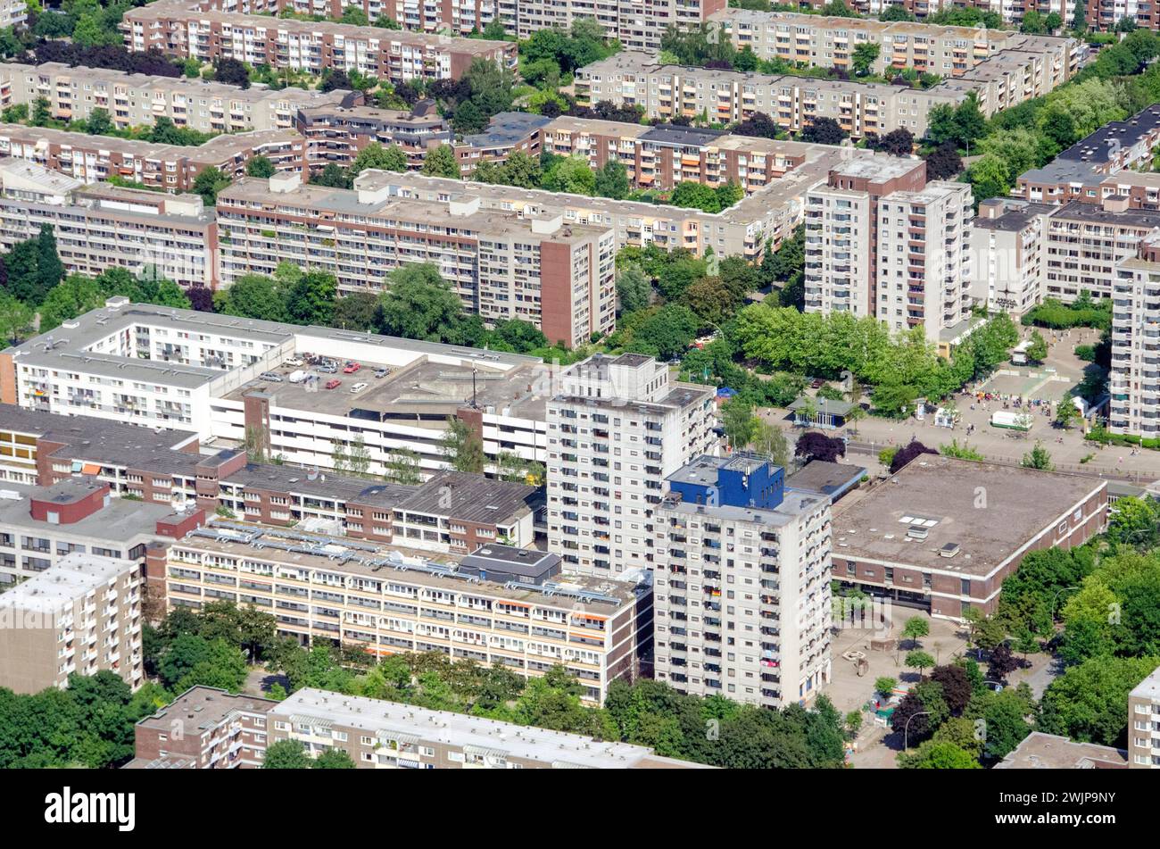 Aerial view, Muemmelmannsberg, estate, house, apartment block, block of ...
