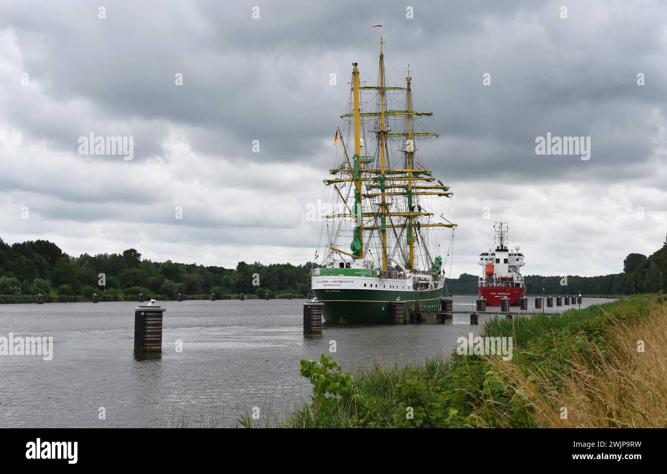 Sailing ship, barque, tall ship Alexander von Humboldt II sailing in ...