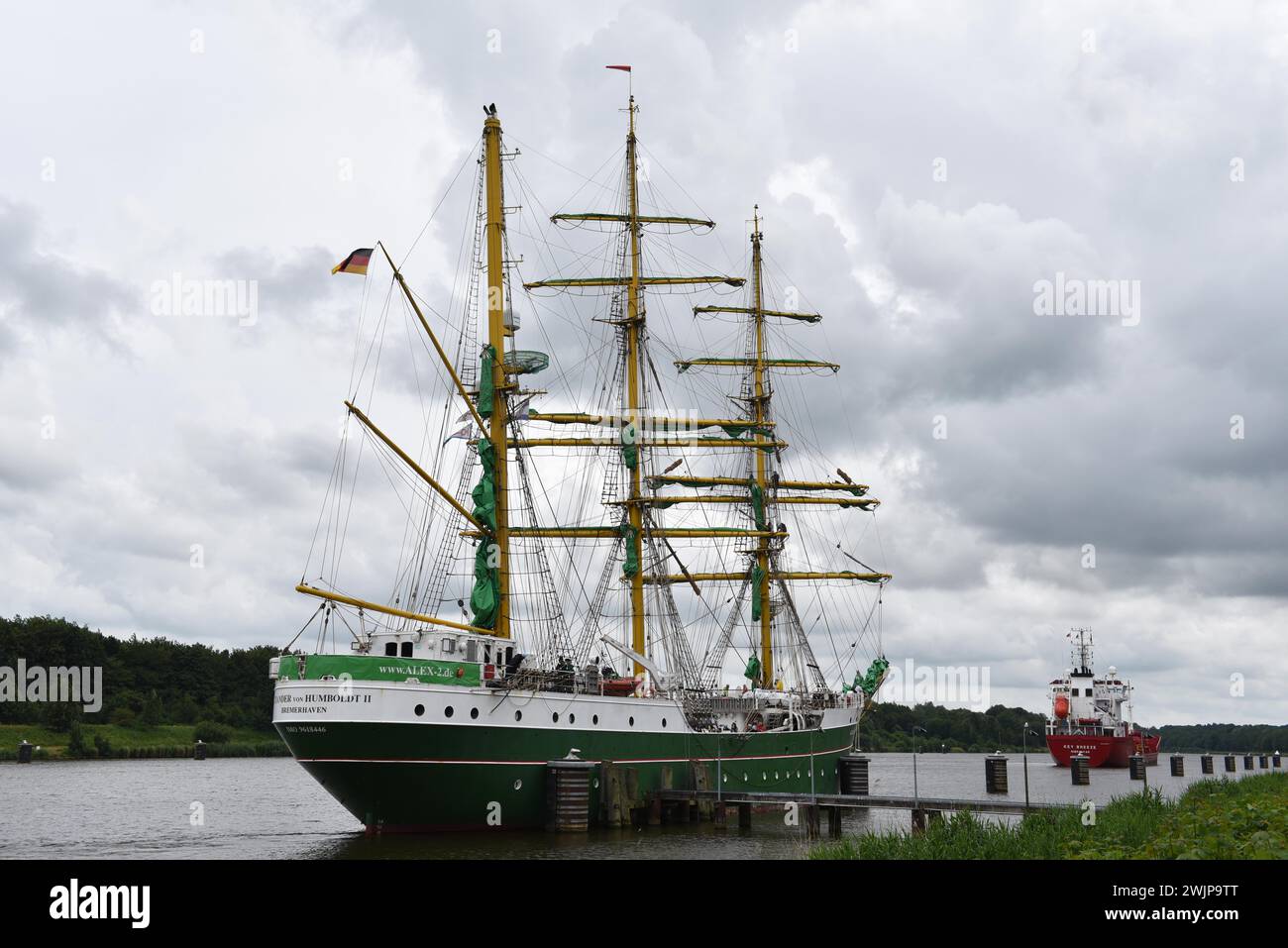 Sailing ship, barque, tall ship Alexander von Humboldt II sailing in ...