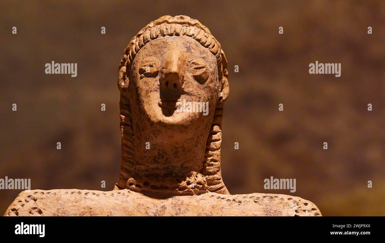 Votive offerings from the sanctuary of ancient Solygeia, stone bust of ...